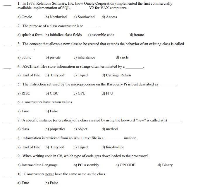 Solved 1. In 1979, Relations Software, Inc. (now Oracle | Chegg.com