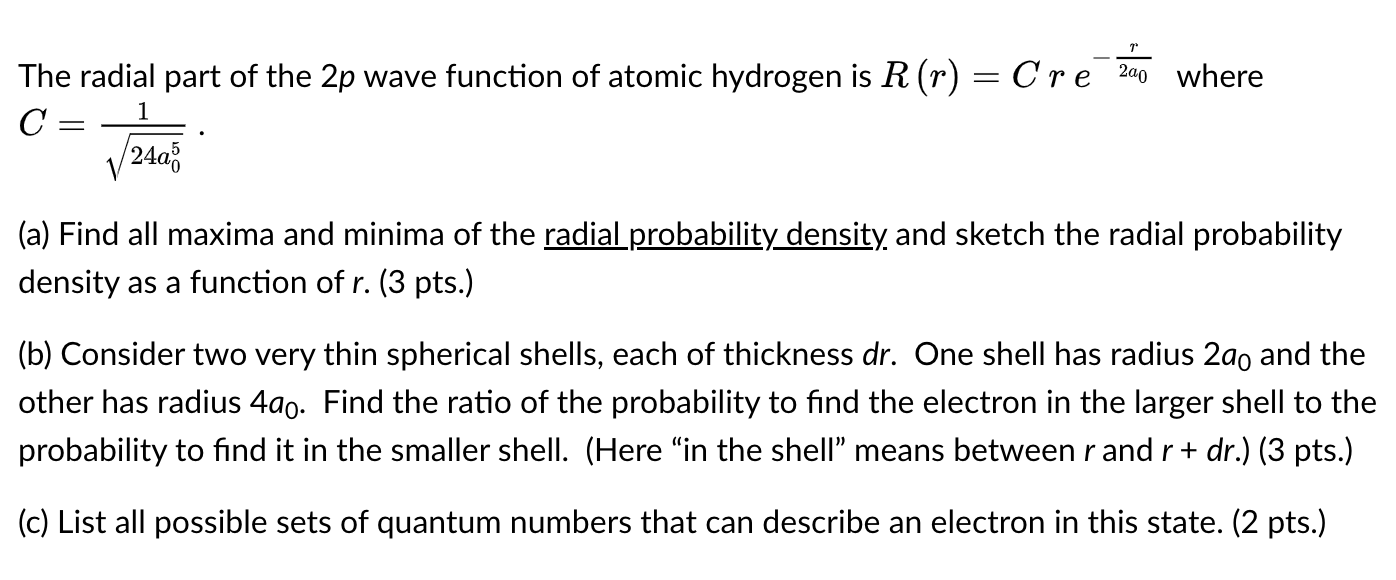 Solved = The radial part of the 2p wave function of atomic | Chegg.com