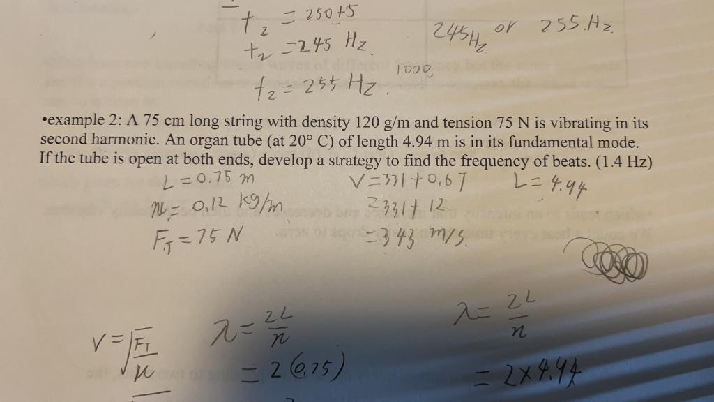 Solved - example 2: A 75 cm long string with density 120 g/m | Chegg.com