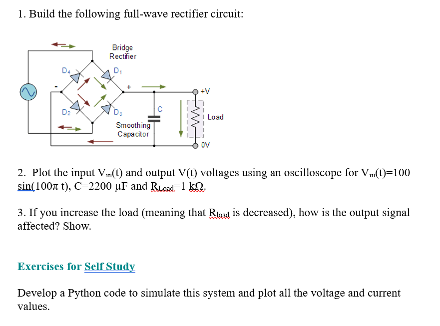 Solved 1. Build the following full-wave rectifier circuit: | Chegg.com