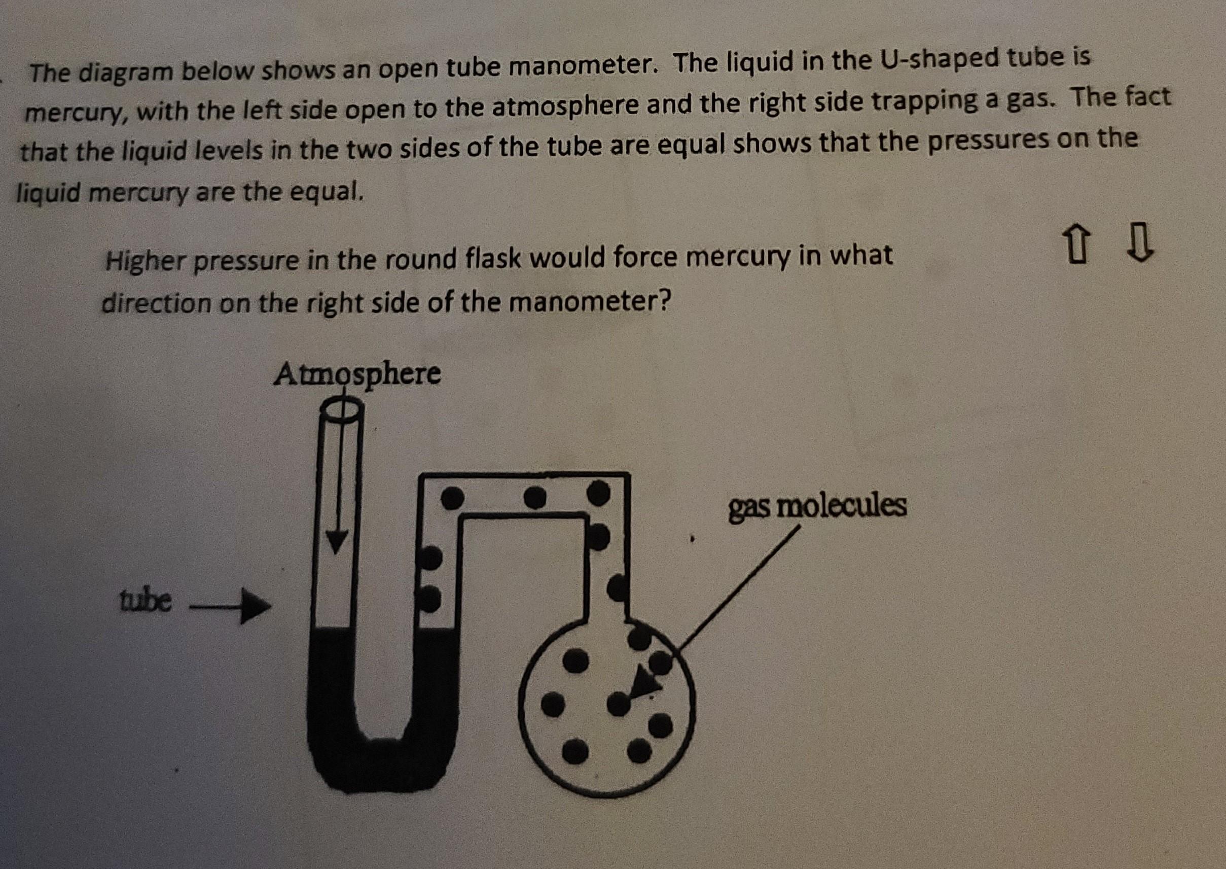 Solved The diagram below shows an open tube manometer. The | Chegg.com