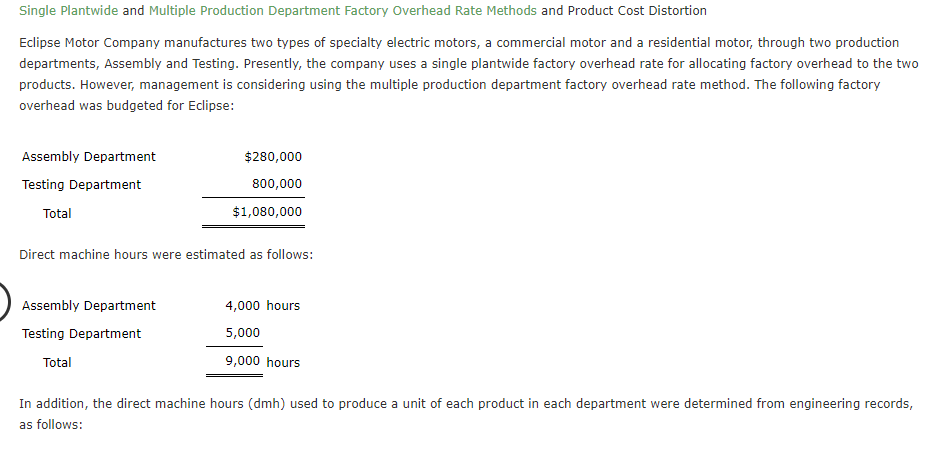 Solved Single Plantwide and Multiple Production Department | Chegg.com