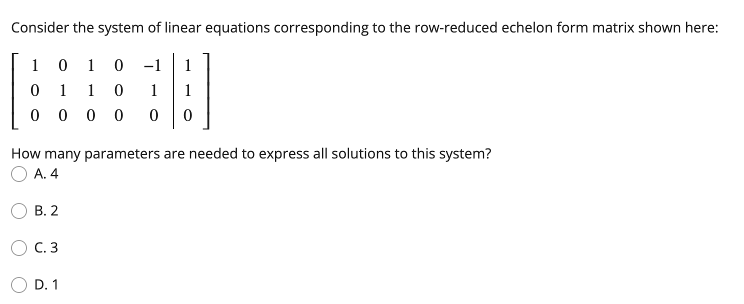 Solved Consider the system of linear equations corresponding | Chegg.com