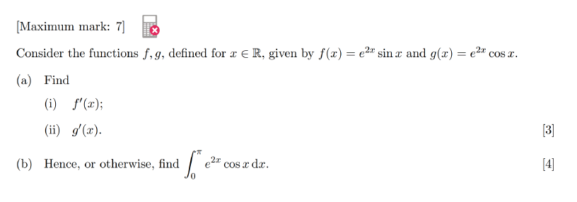 Solved [Maximum mark: 7] Consider the functions f,g, defined | Chegg.com