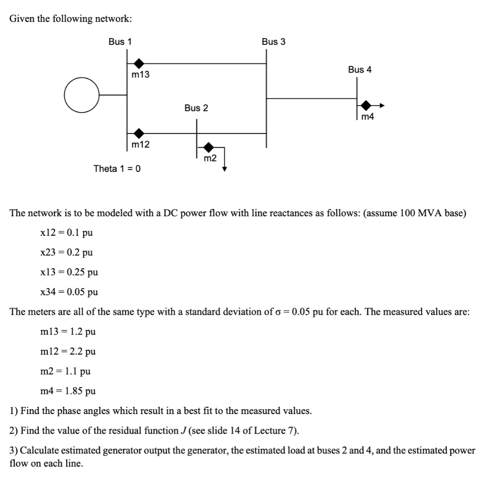 Given the following network: Bus 1 Bus 3 Bus 4 m13 | Chegg.com