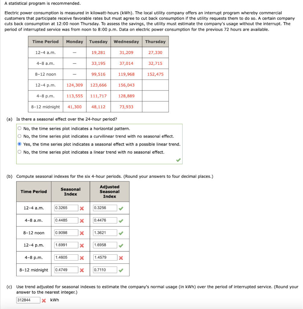 Solved A statistical program is recommended. Electric power | Chegg.com