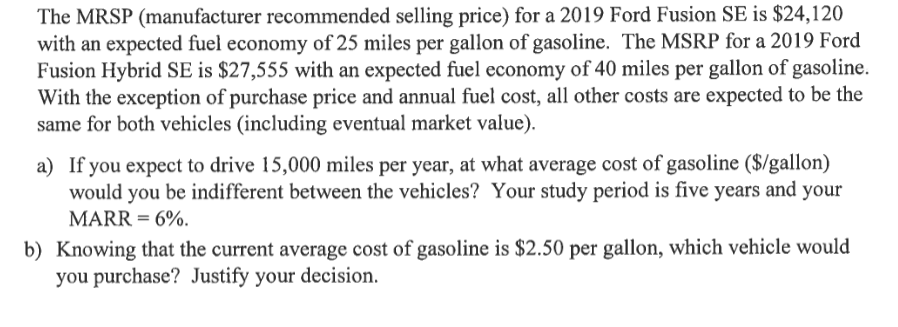 Solved The MRSP (manufacturer recommended selling price) for | Chegg.com