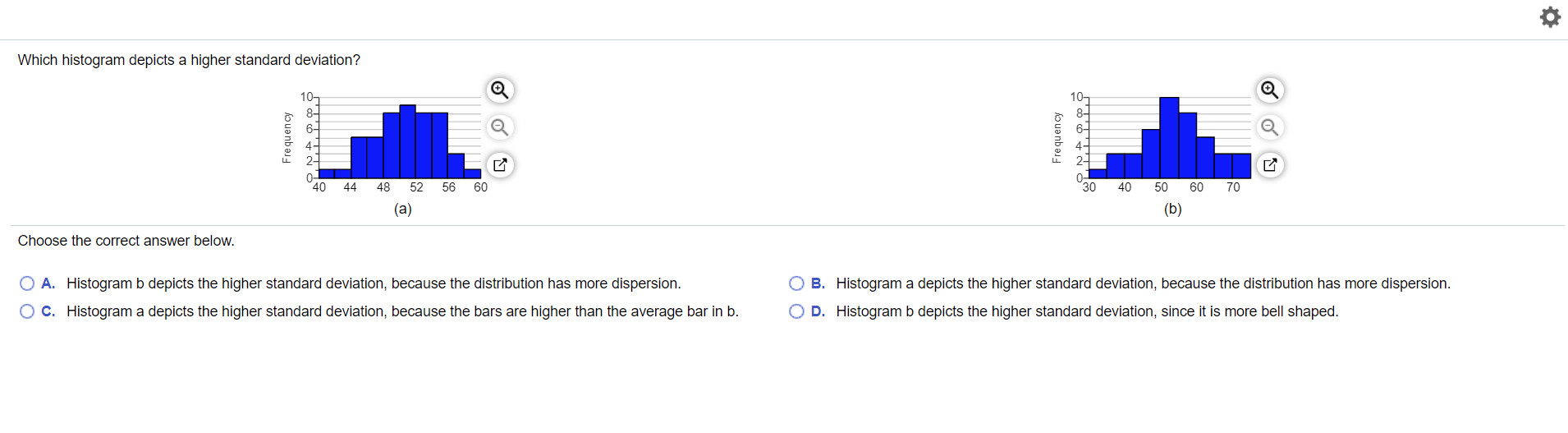 Solved Which histogram depicts a higher standard deviation? | Chegg.com