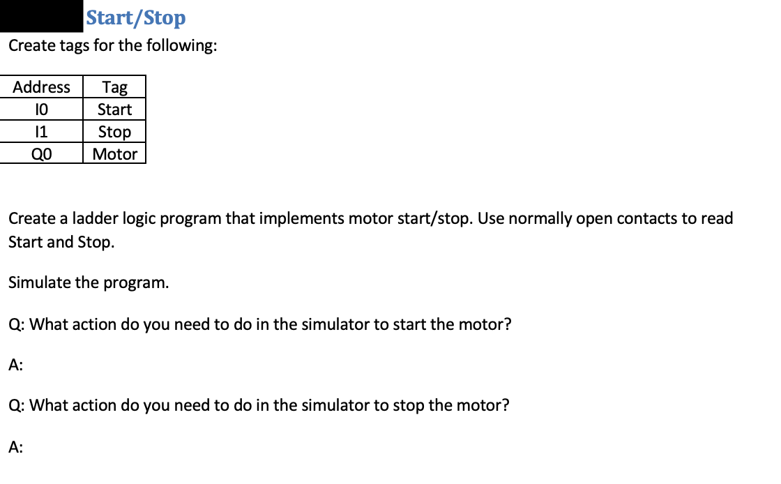 Solved Start/Stop Create tags for the following: Address 10 | Chegg.com