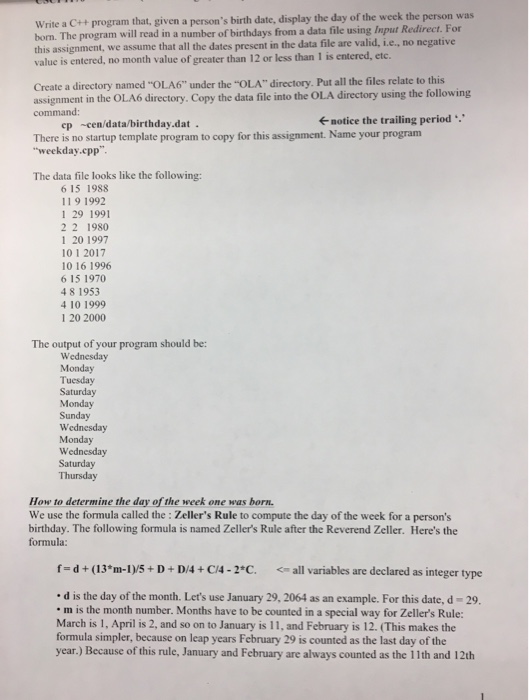 Solved Write a C++ program that, given a person's birth | Chegg.com