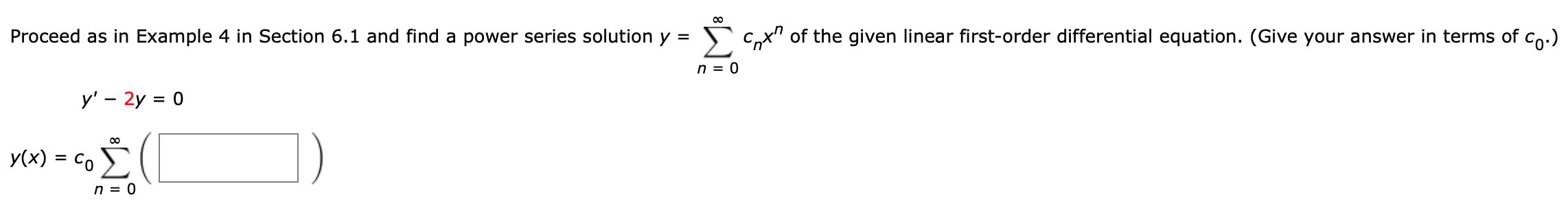 Solved find a power series solution...of the given linear | Chegg.com