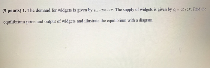 Solved The demand for widgets is given by Q_4 =, 200 - 2P. | Chegg.com