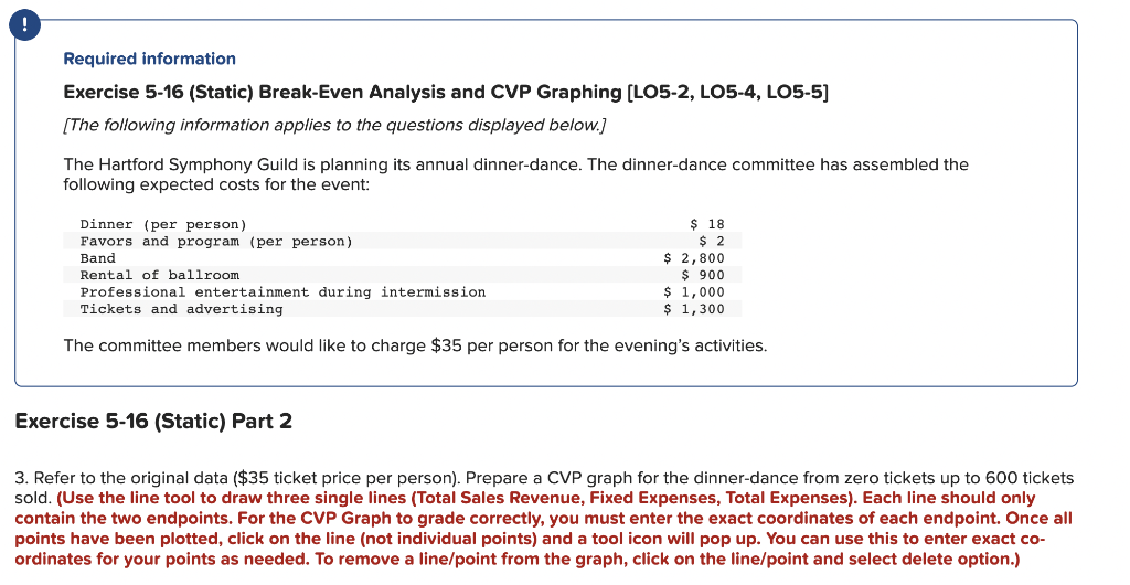 Solved Exercise 5-16 (Static) Break-Even Analysis and CVP | Chegg.com
