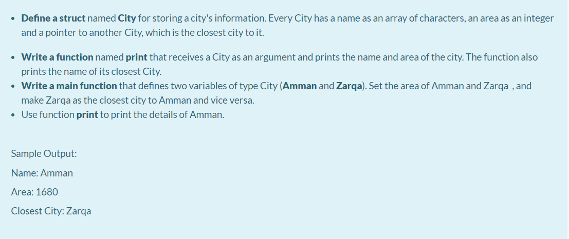 Solved Define A Struct Named City For Storing A City S