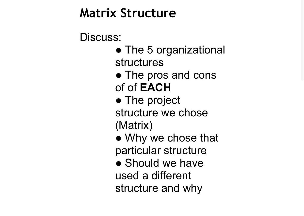 Solved Matrix Structure Discuss: • The 5 organizational | Chegg.com
