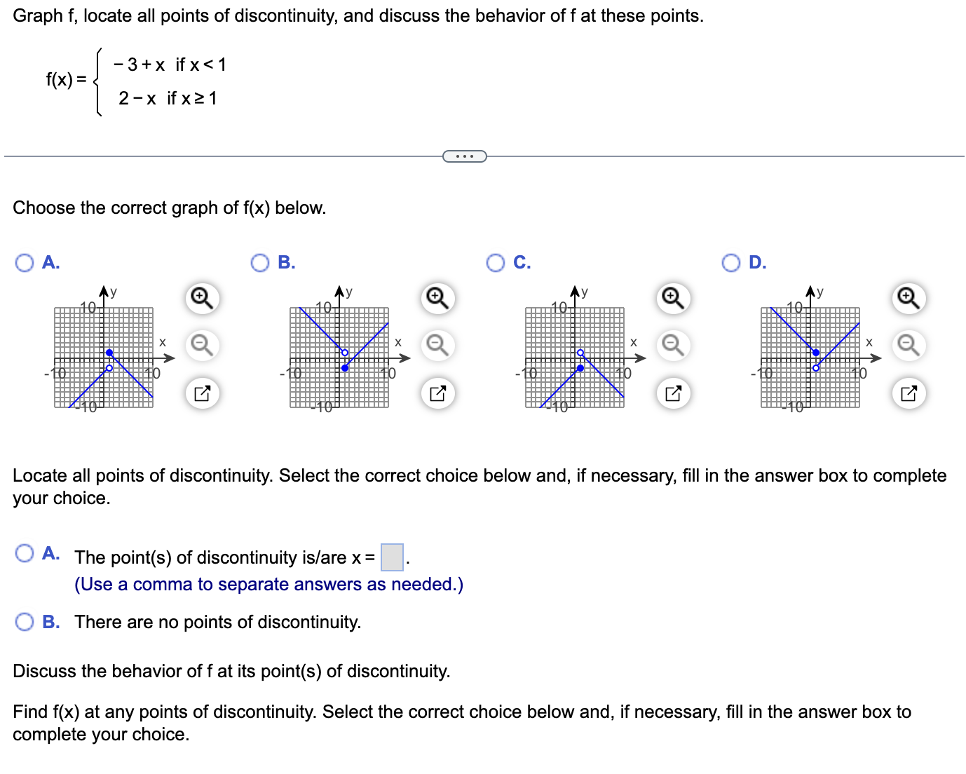 Solved Graph f, locate all points of discontinuity, and | Chegg.com