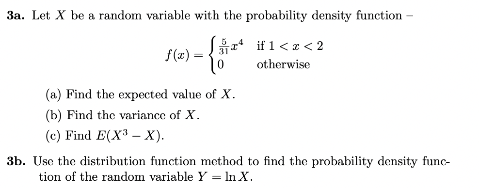 Solved 3a. Let X be a random variable with the probability | Chegg.com