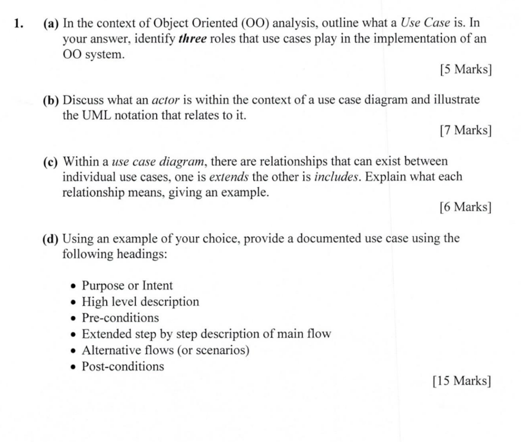 Solved (a) In the context of Object Oriented (OO) analysis, | Chegg.com
