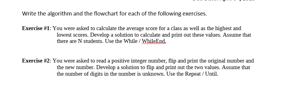 Solved Write the algorithm and the flowchart for each of the | Chegg.com