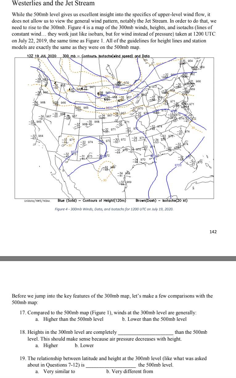 Westerlies and the Jet Stream While the 500mb level | Chegg.com