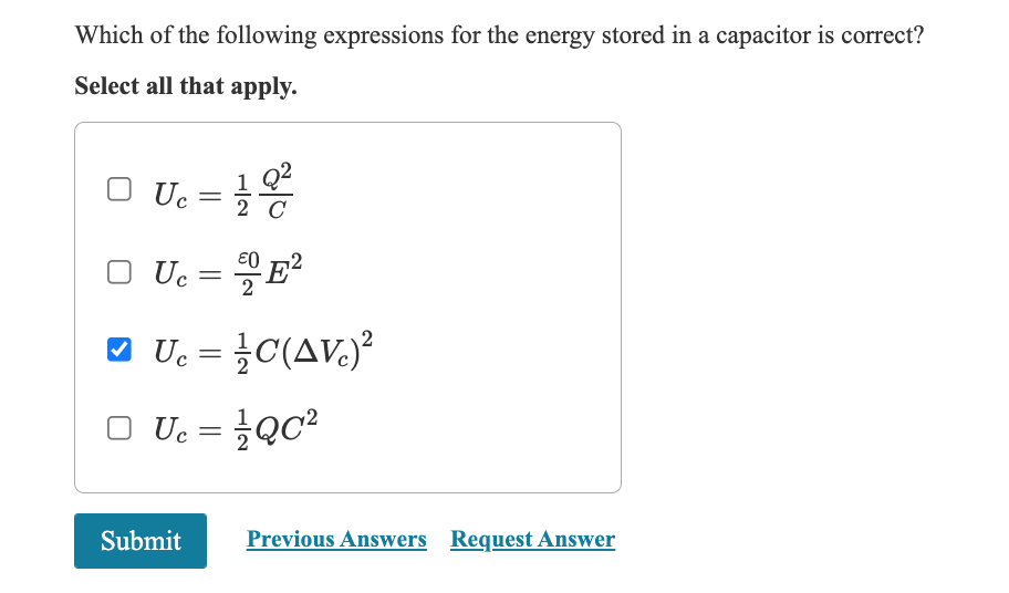 Solved Which of the following expressions for the energy | Chegg.com