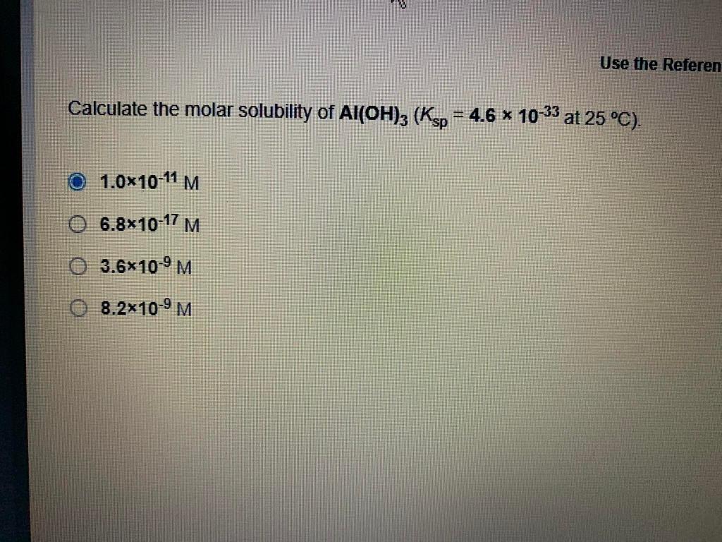 Solved Use the Referen Calculate the molar solubility of | Chegg.com