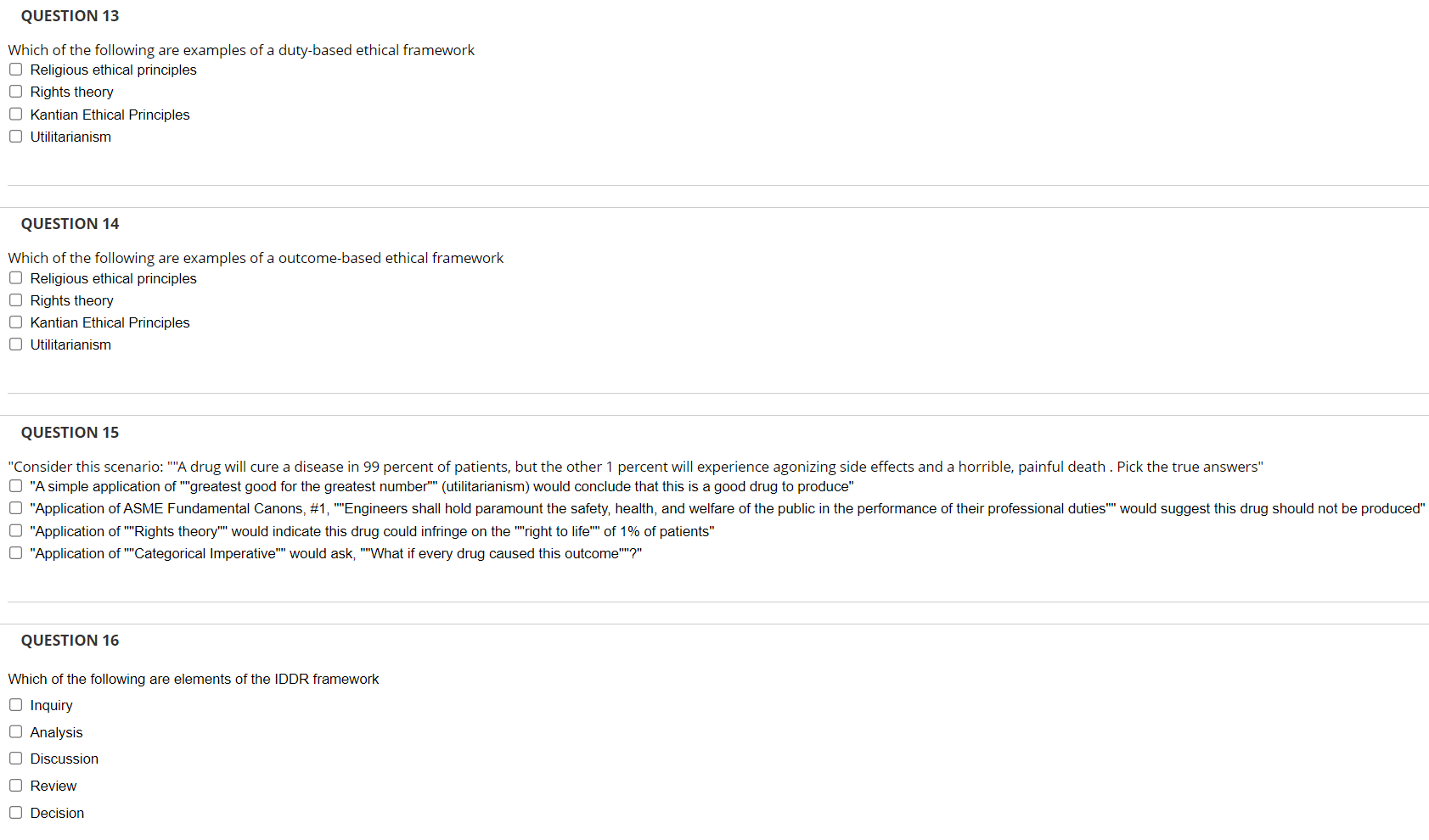 Solved Which of the following are examples of a duty-based | Chegg.com