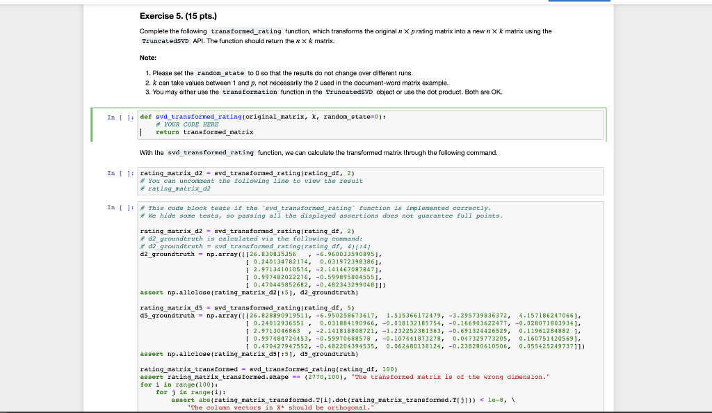 Assignment 3: Mining Vectors and Matrices (Part | Chegg.com