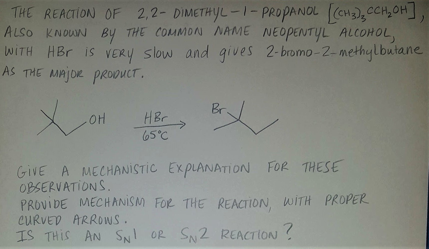 Solved THE REACTION OF 2,2- DIMETHYL-1-PROPANOL [(CH3)₂ | Chegg.com