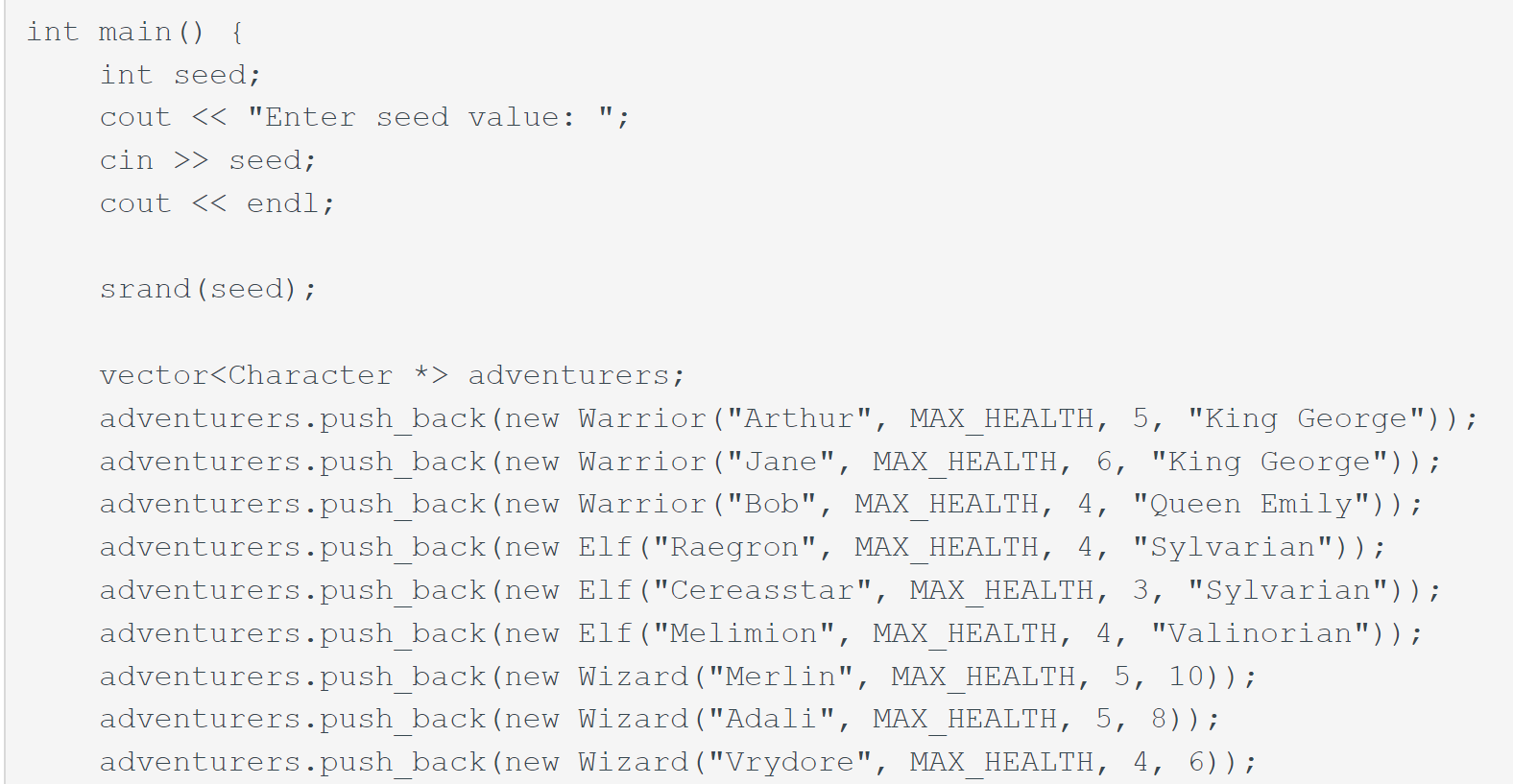 Solved Please provide a response in C++.The base Character | Chegg.com