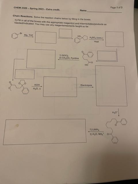 Chain Reactions. Solve the reaction chains below by | Chegg.com