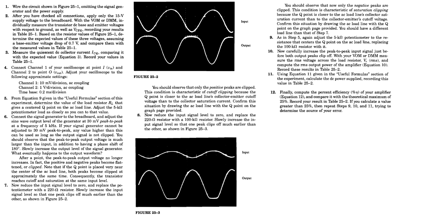Solved TABLE 25-1 Class A amplifier bias parameters. | Chegg.com