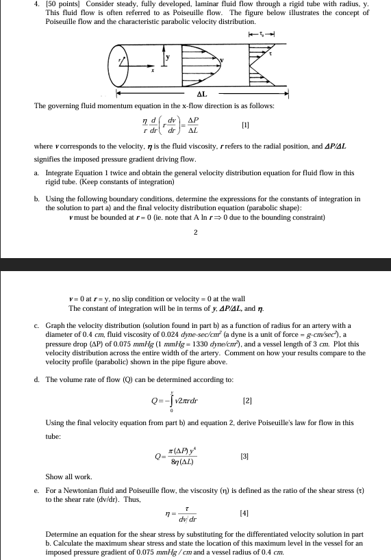 Solved [50 ﻿points] ﻿Consider steady, fully developed, | Chegg.com