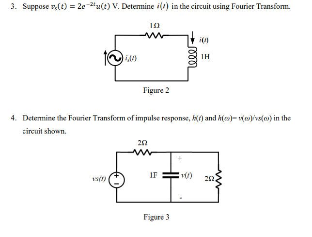 Solved 3. Suppose vy(t) = 2e-2tu(t) V. Determine i(t) in the | Chegg.com