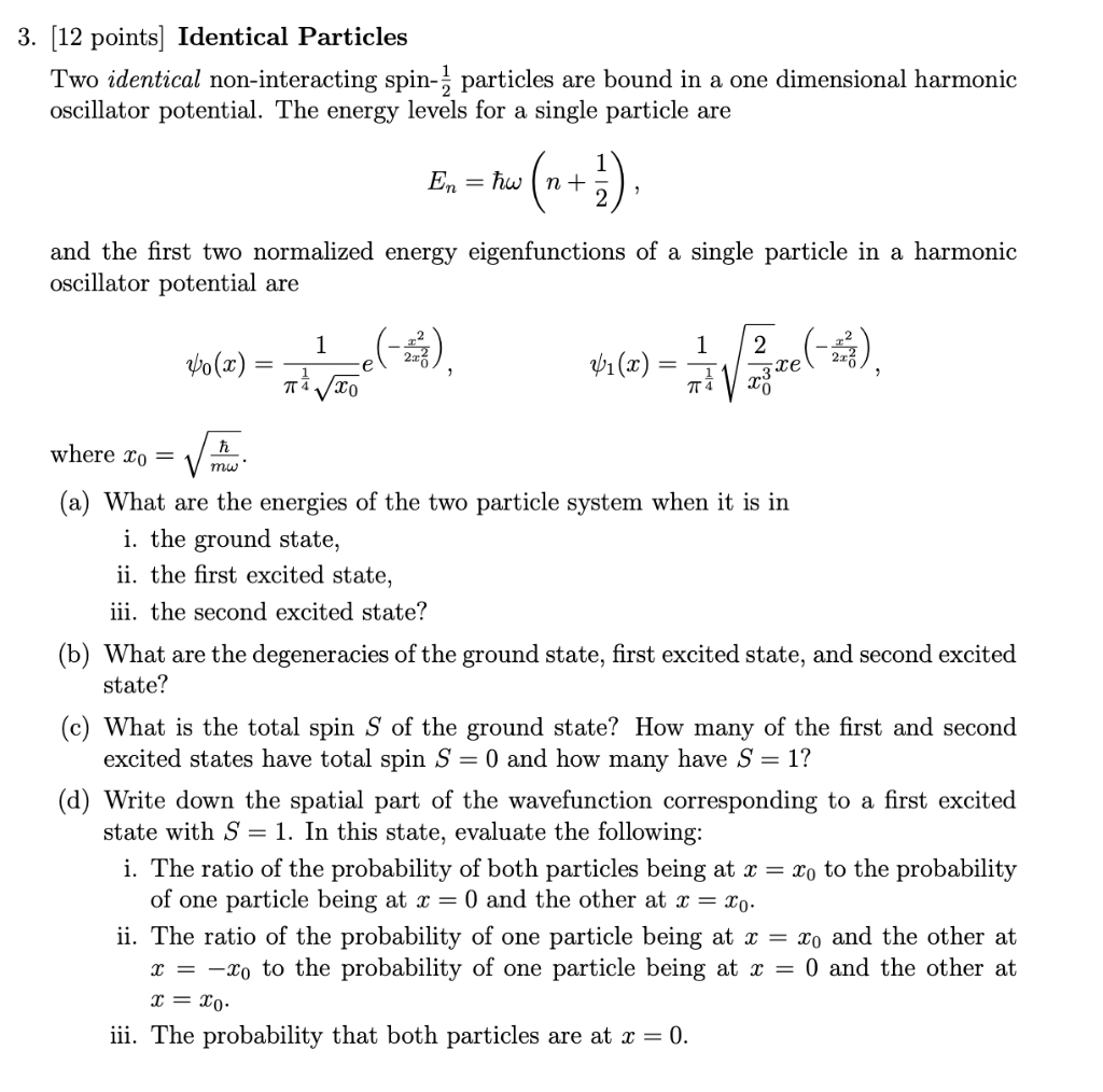 Solved 3. (12 points) Identical Particles Two identical | Chegg.com