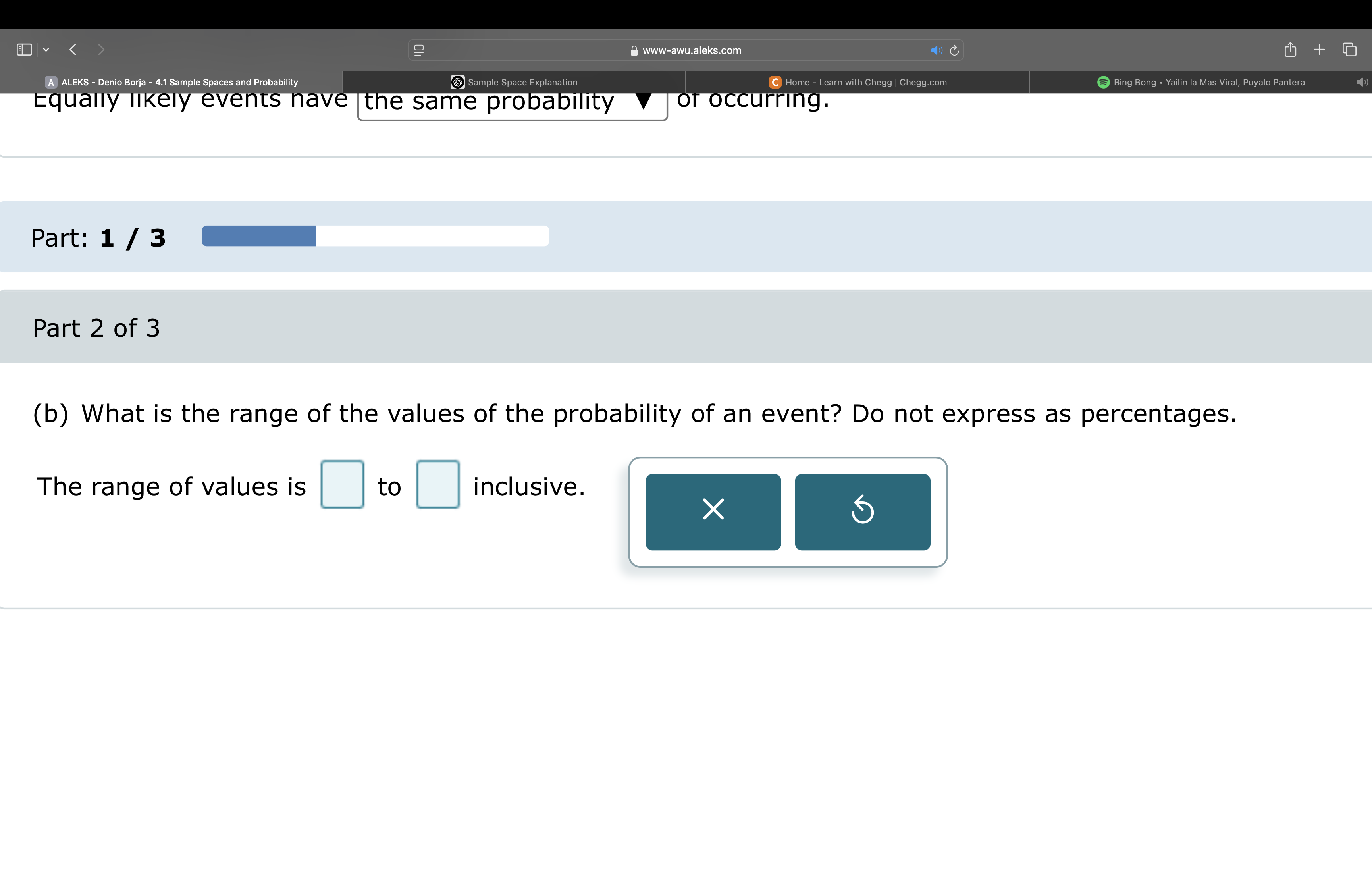 Solved Part 2 of 3(b) ﻿What is ﻿the range of ﻿the values of | Chegg.com