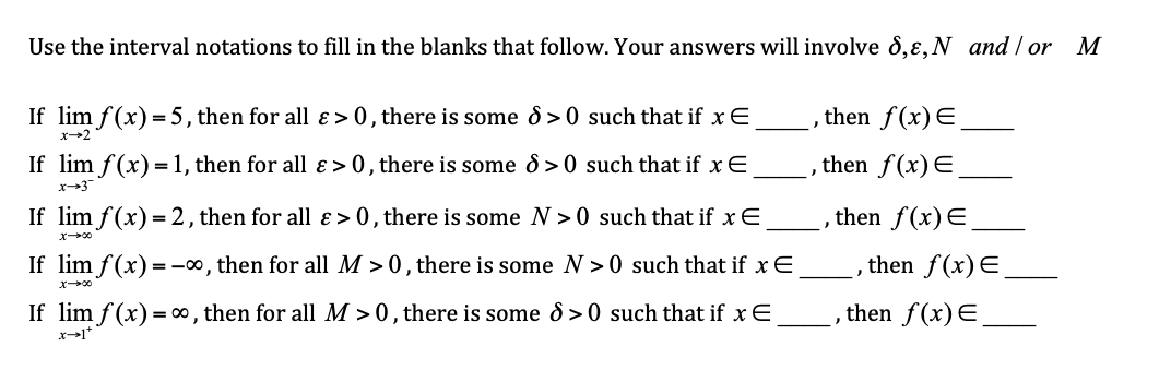 Solved Use the interval notations to fill in the blanks that | Chegg.com