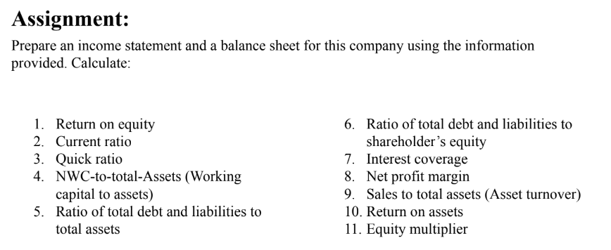 Solved Assignment: Prepare an income statement and a balance | Chegg.com