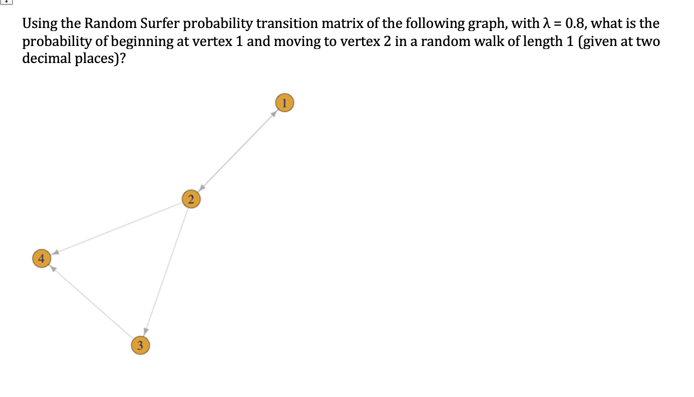 Solved Using the Random Surfer probability transition matrix | Chegg.com