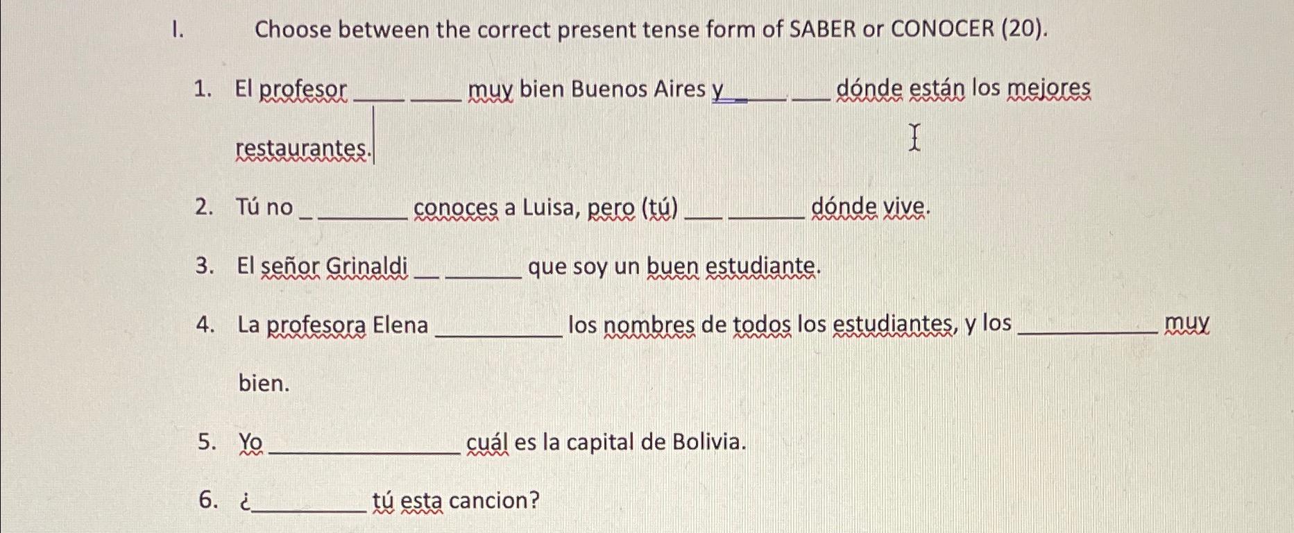 1. Choose between the correct present tense form of | Chegg.com