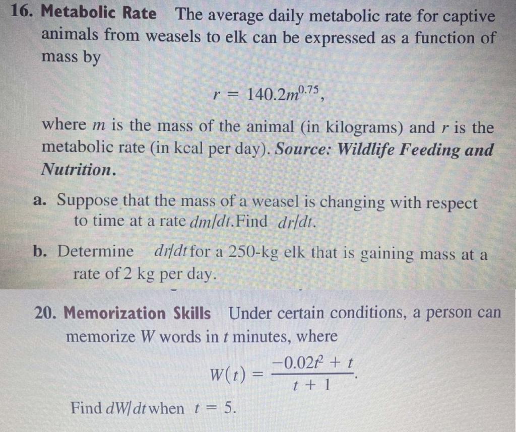 Solved 6. Metabolic Rate The average daily metabolic rate | Chegg.com