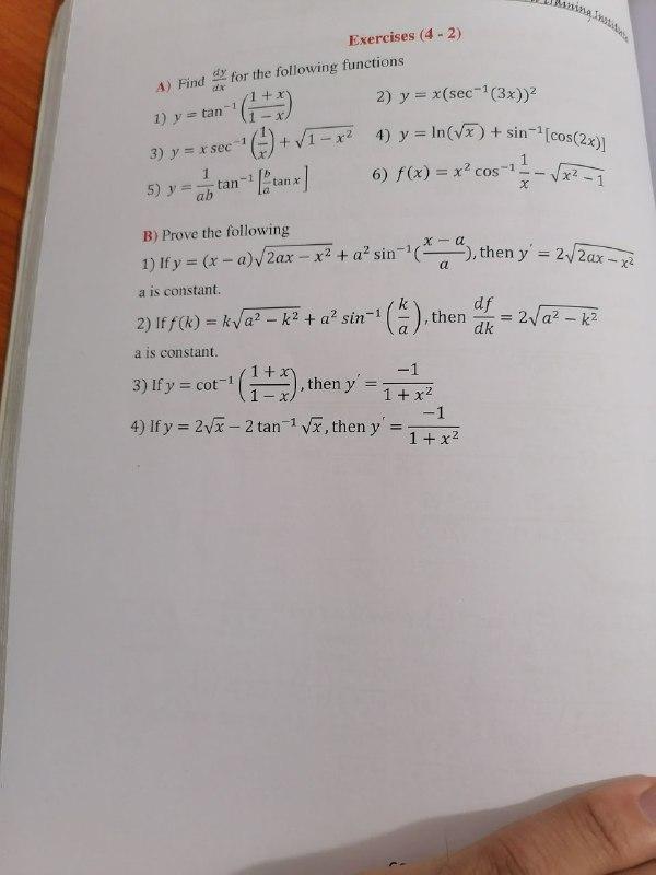 Solved Exercises (4-2) for the following functions + x 4) | Chegg.com