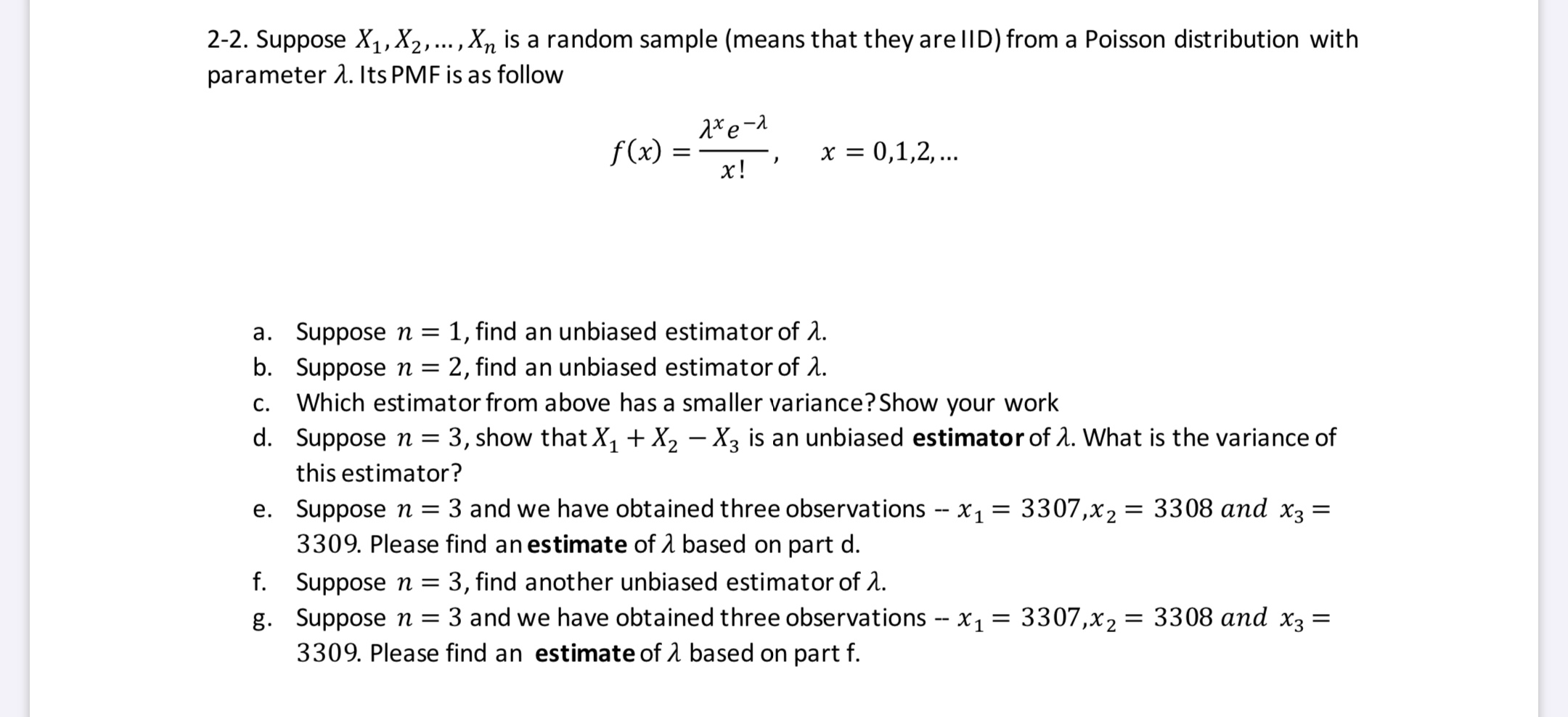 Solved 2-2. Suppose X1, X2, ..., Xn is a random sample | Chegg.com