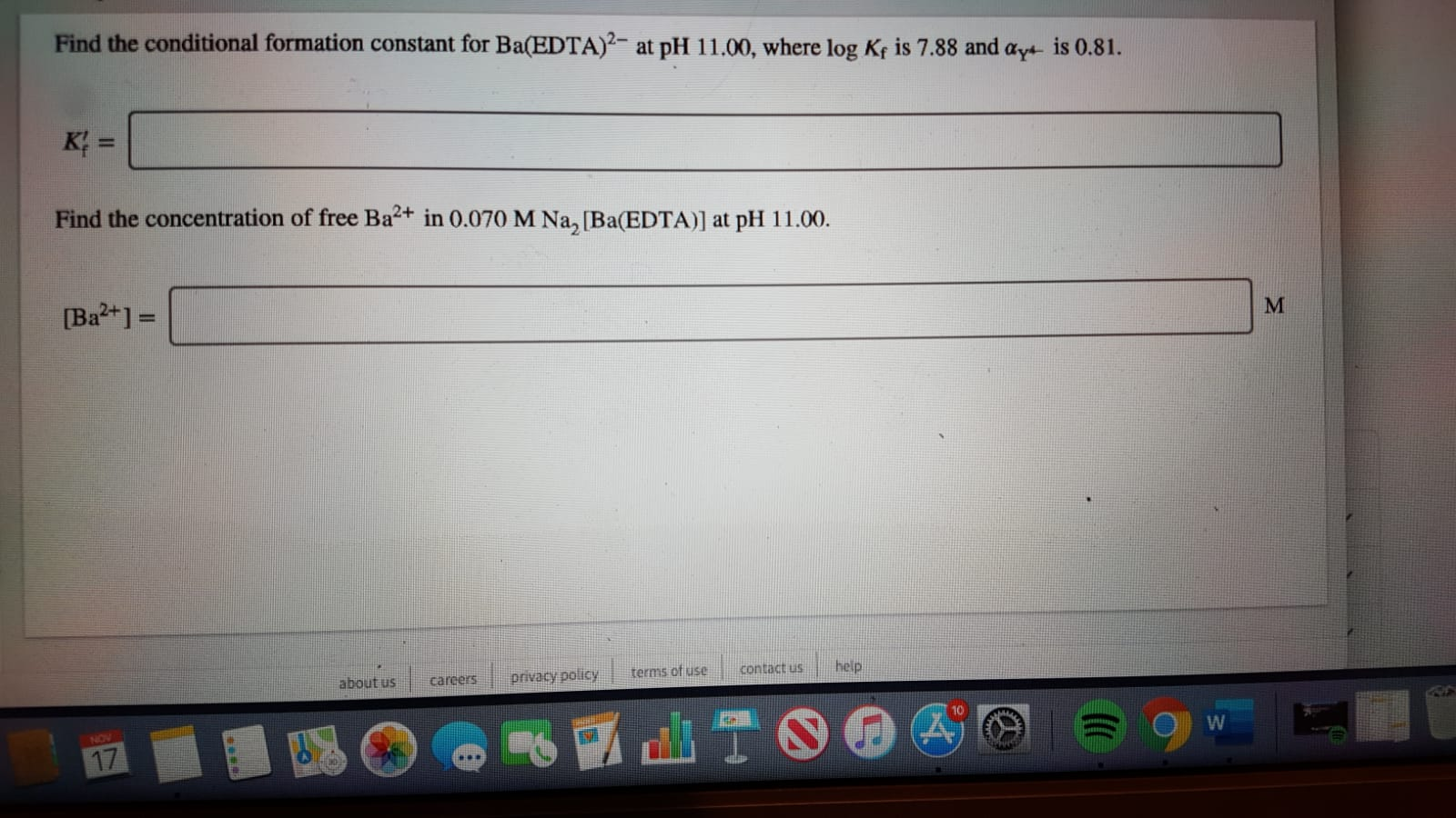 Solved Find the conditional formation constant for | Chegg.com