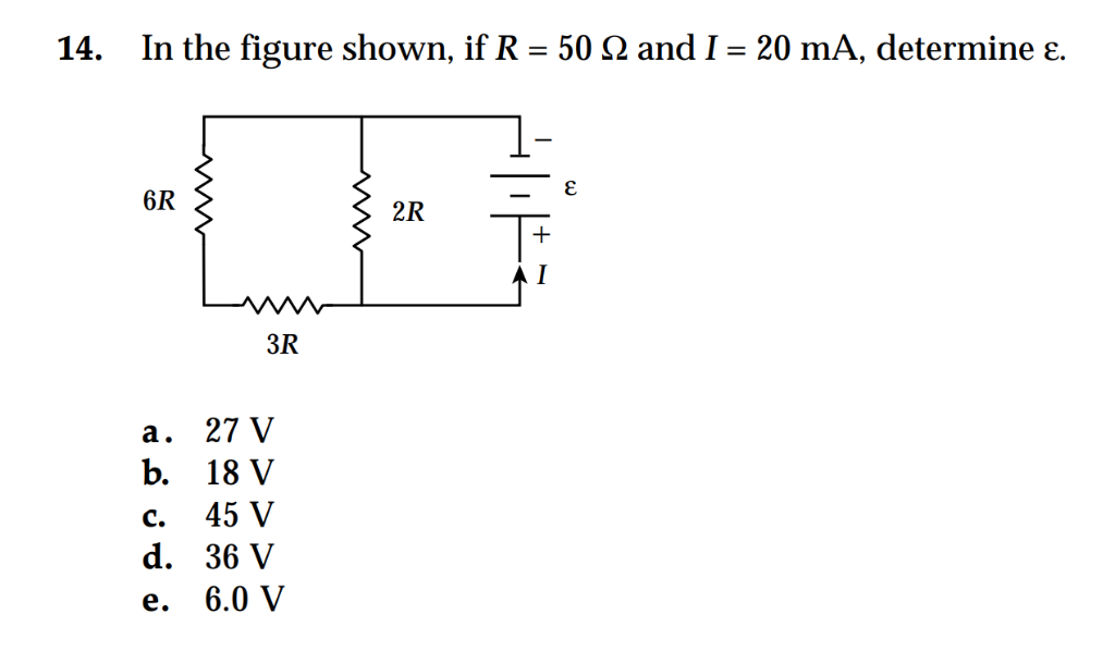 Solved 14. In the figure shown, if R-50 Ω and 1-20 mA, | Chegg.com