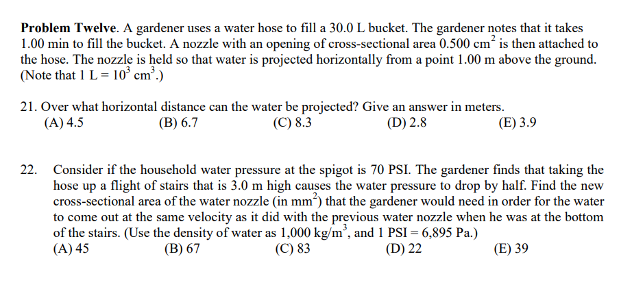 Solved Problem Twelve A Gardener Uses A Water Hose To Fill Chegg