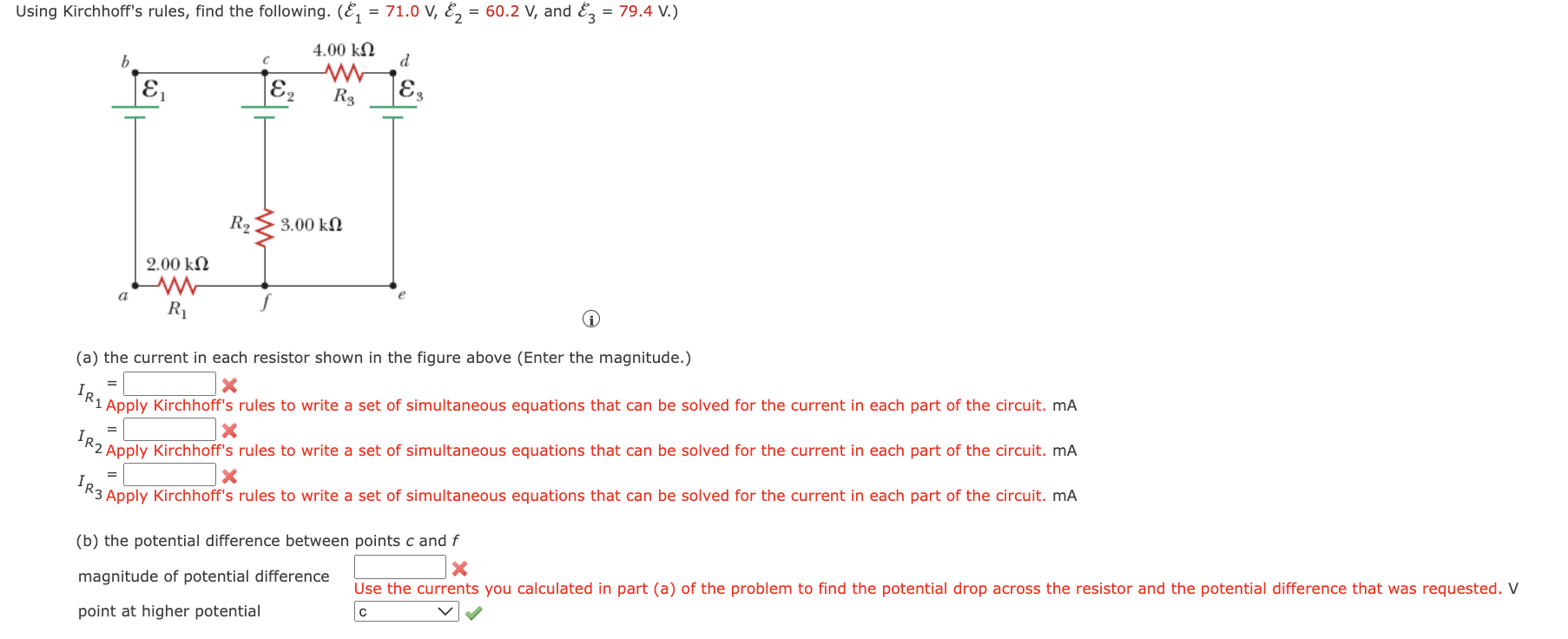 Solved Using Kirchhoff's rules, find the following. | Chegg.com