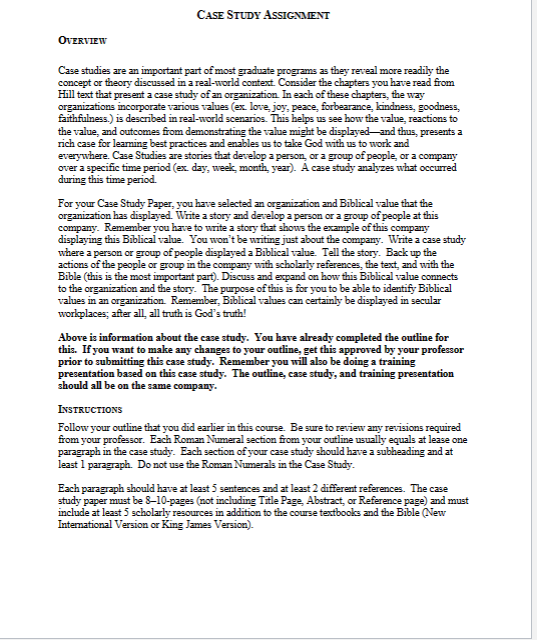 Solved How do you write an 8-paged case study about a | Chegg.com