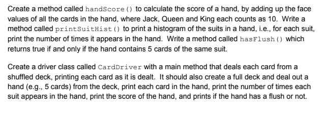 Solved 3. Create a Card class that represents a playing card | Chegg.com