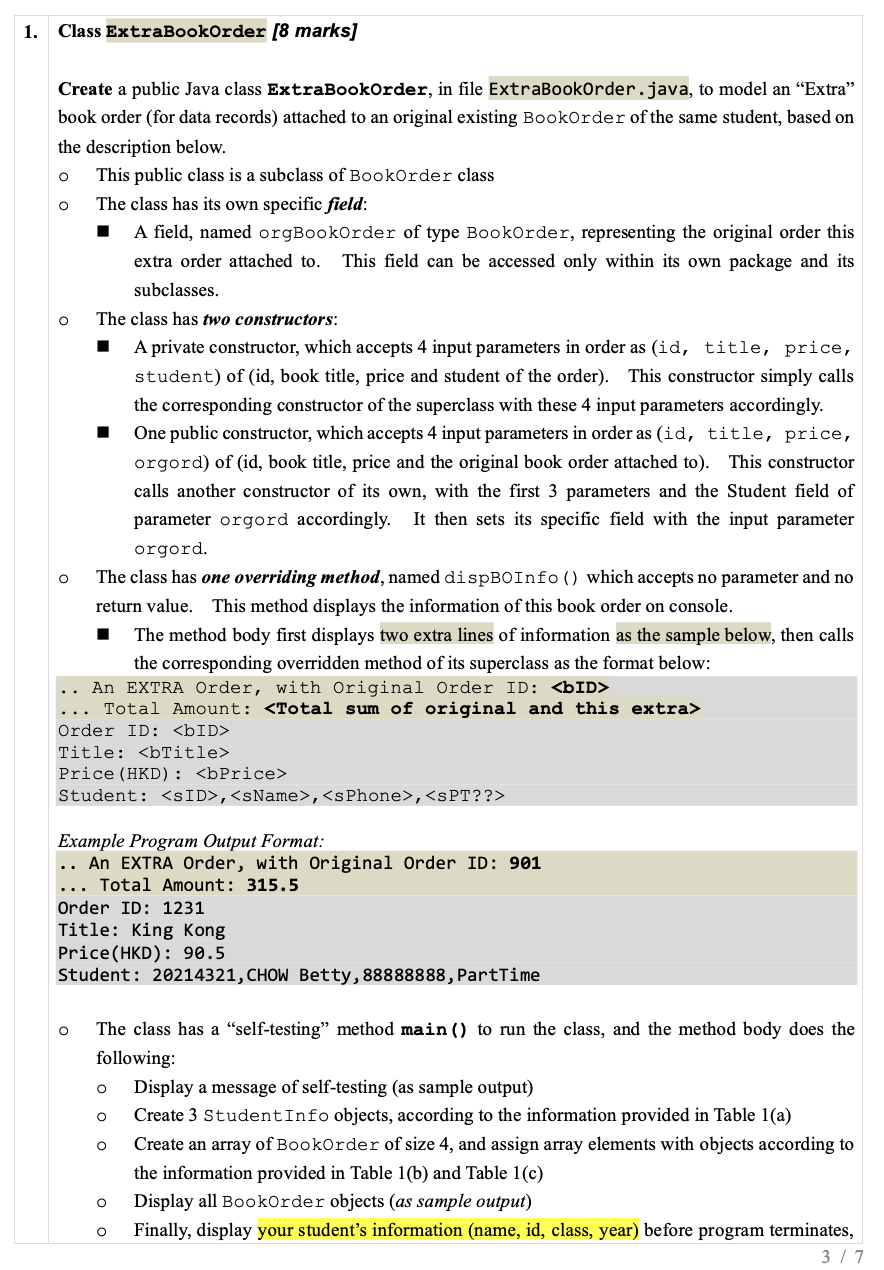 Solved public class BookOrder { int bID; String | Chegg.com